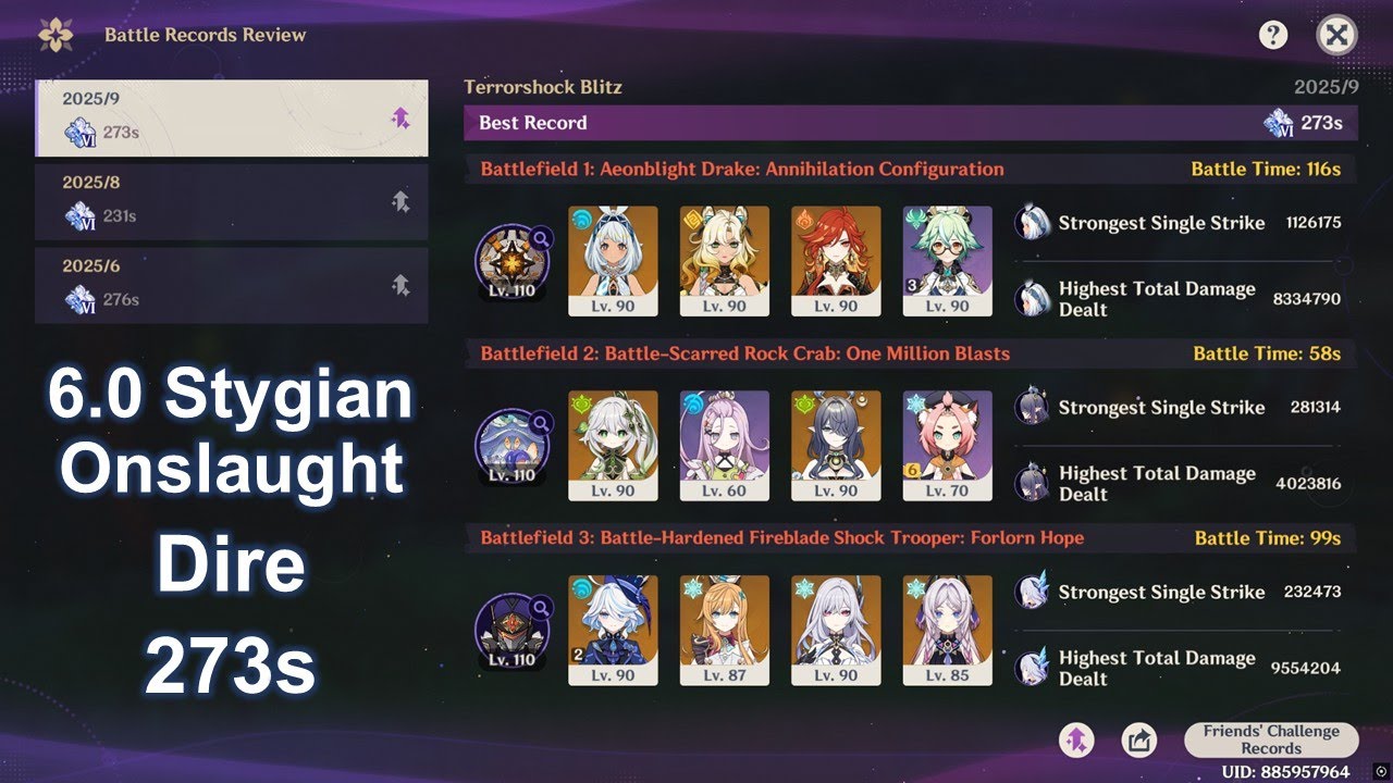 [6.0 Stygian Onslaught – Dire] 273s | C0R1 teams (except Furina C2 ...