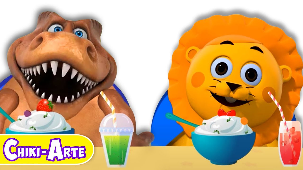 Un Dinosaurio y un Leoncito Se Preparan en la Mañana | Chiki-Arte ...