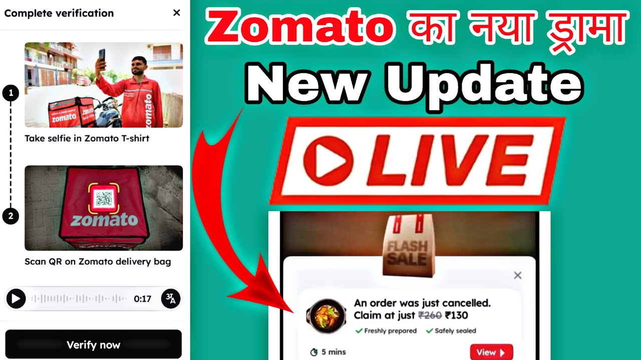 Zomato New Updates ! Selfie 🤳 QR & Flash Sale Order ! Monday Live ...