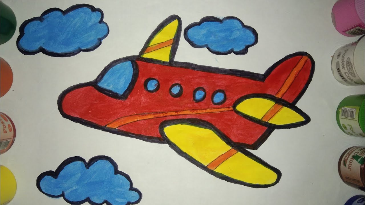 "Easy Airplane Drawing for Kids | Fun & Colorful Aircraft Art Tutorial ...