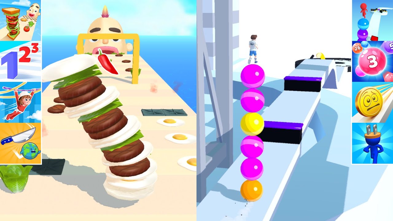 Sandwich Runner, Stack Rider Android iOS Mobile Gameplay All Levels ...
