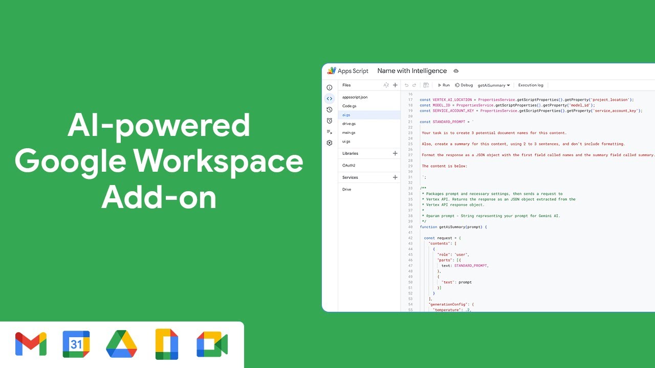 Explained ️ Apps Script code for AI powered Google Workspace Add on - YouTube