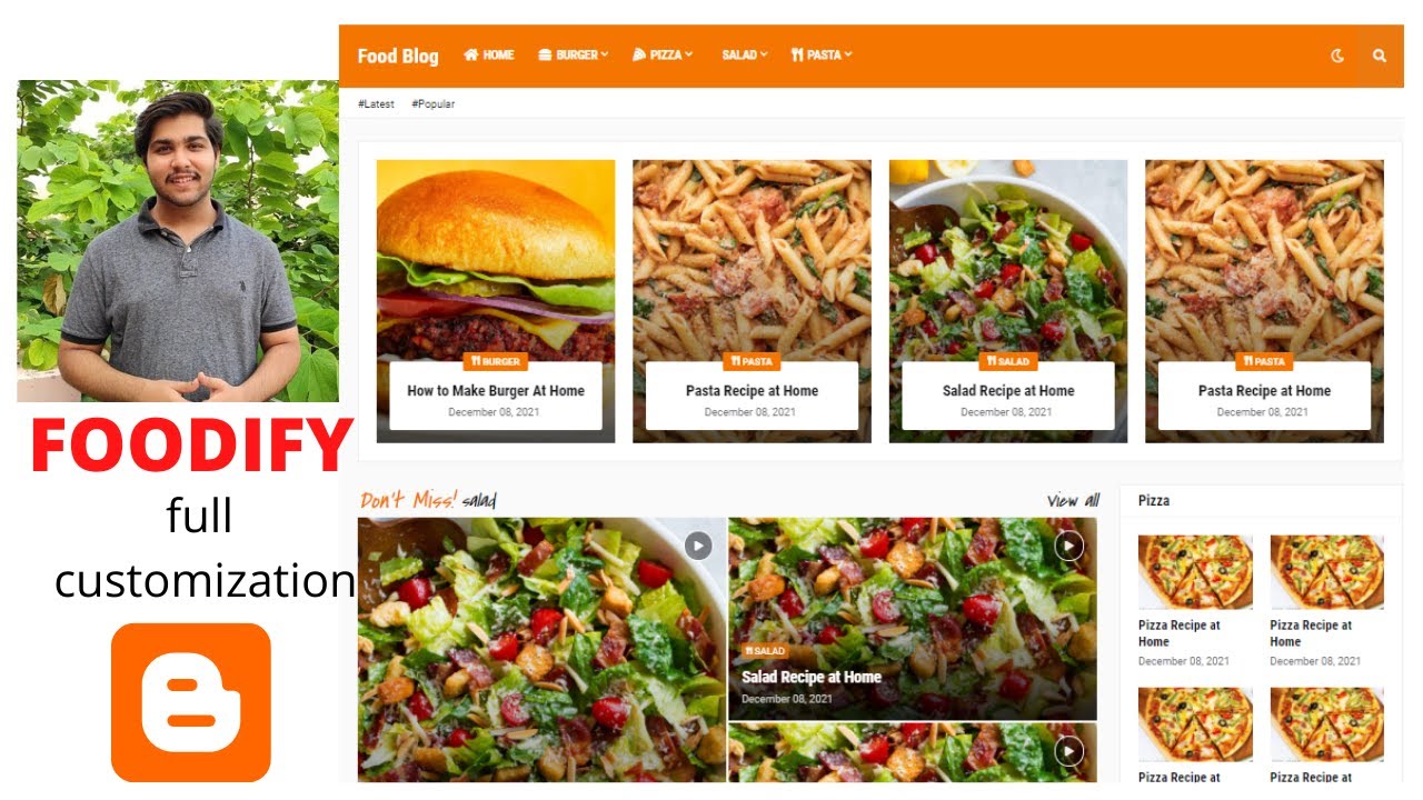 FOODIFY Blogger Template full Customization | Premium Blogger Theme | Mr Programmer - YouTube