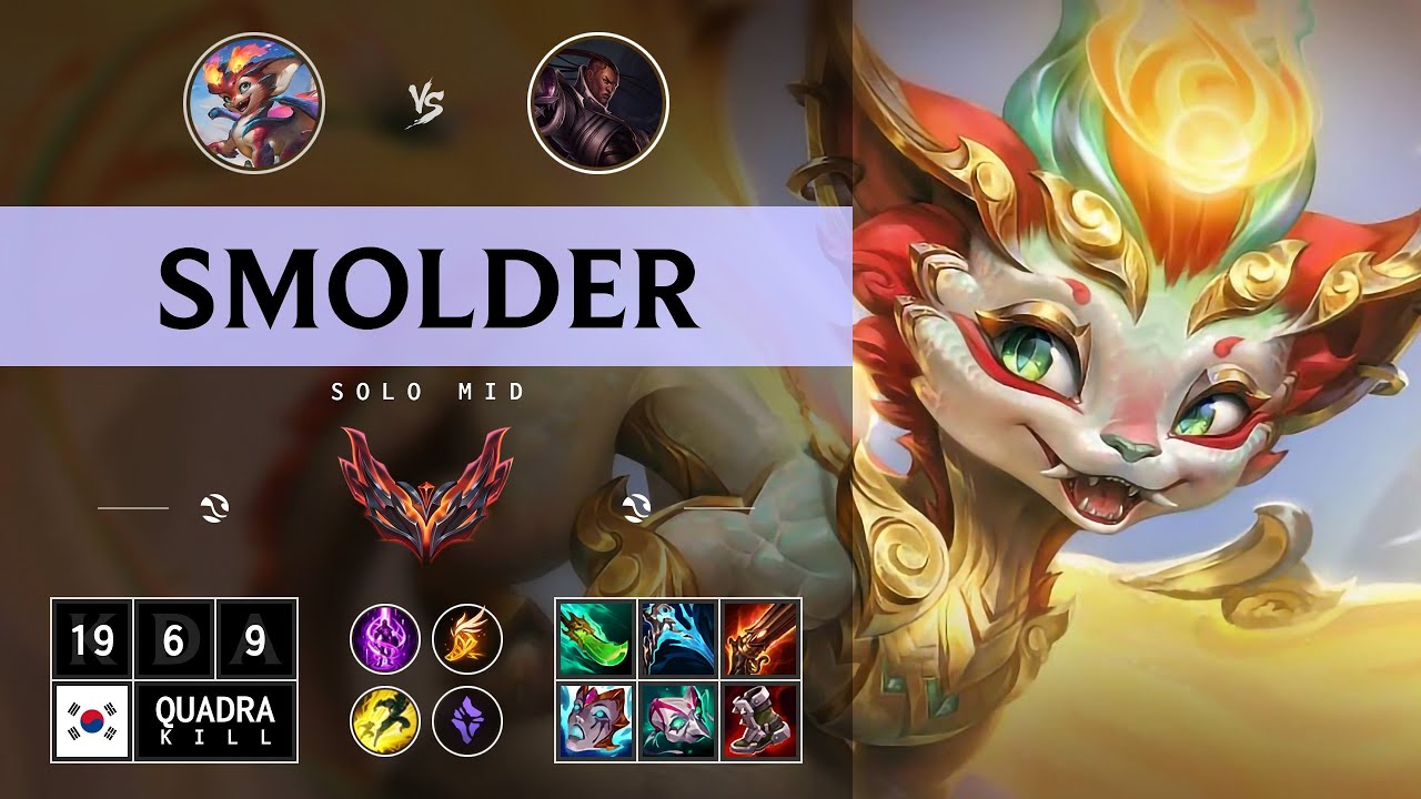 Smolder Mid vs Lucian: Quadra Kill, Dominating - KR Grandmaster Patch ...