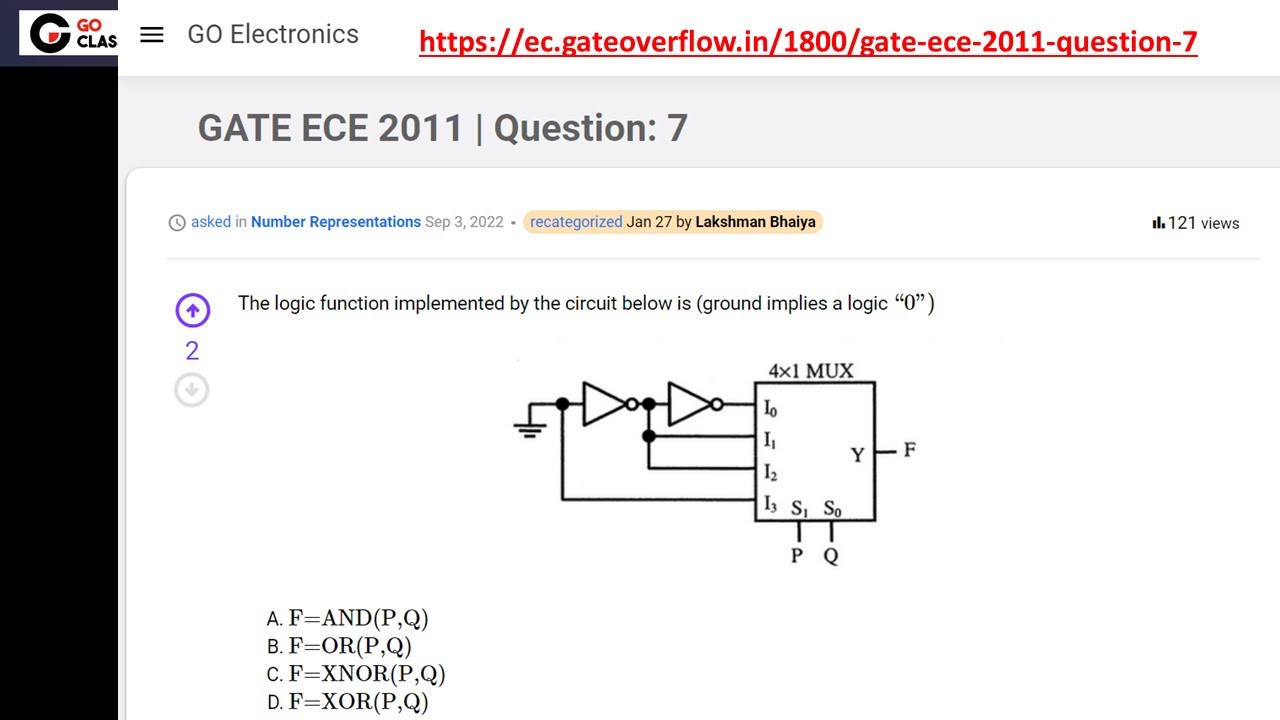 Gate Ece 2011 Question 7 Multiplexer Mux Gate Ec Digital Logic