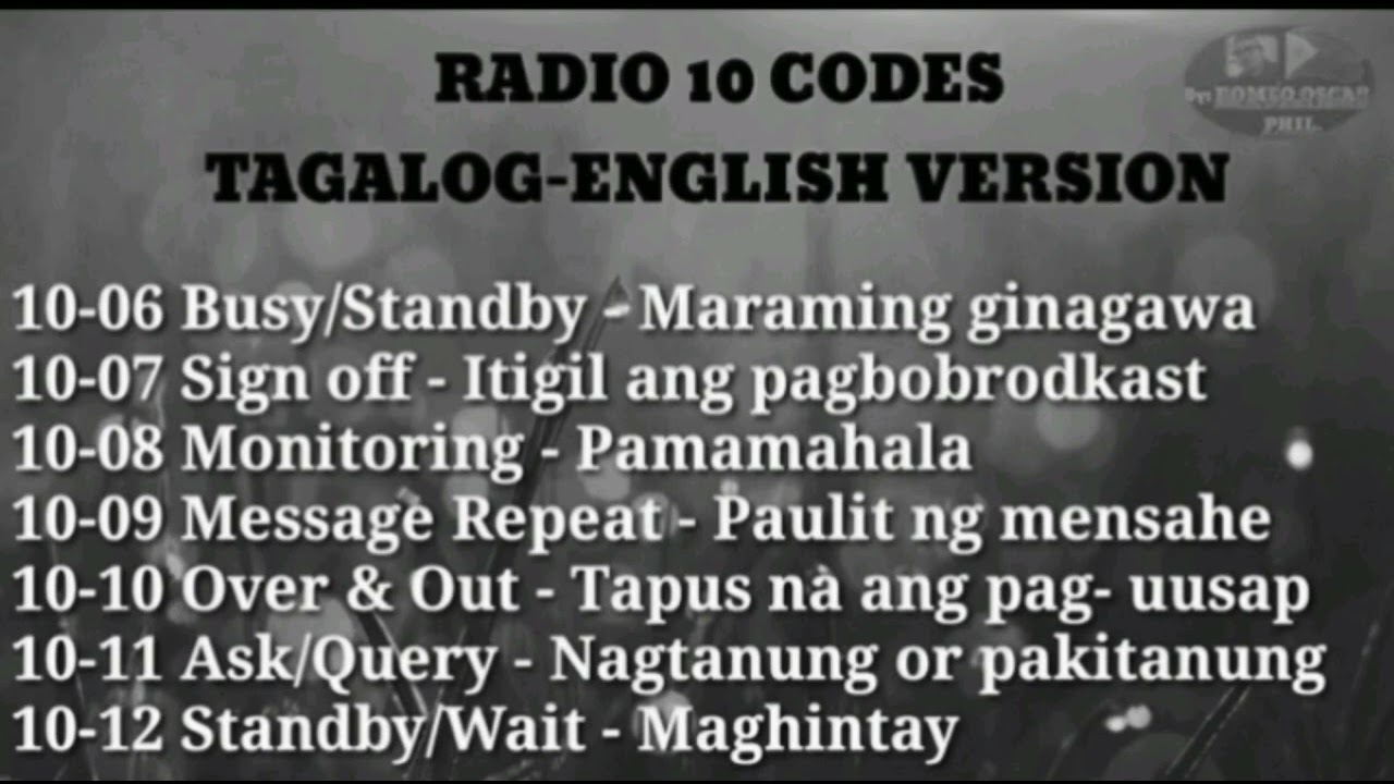 Radio 10 Codes Para Mga New Security Or Mag Apply Palang Mahalaga Ang Radio 10 Codes Para Mga New Security Or Mag Apply Palang Mahalaga Ang