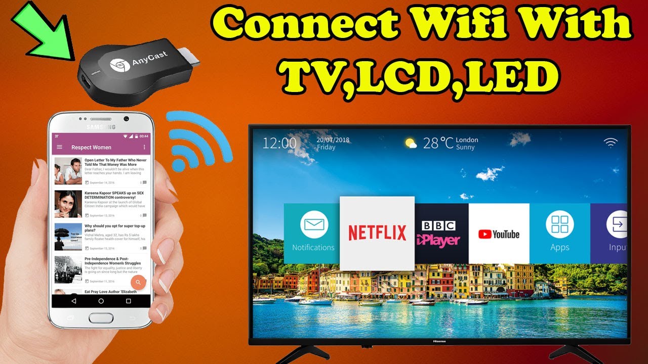 AnyCast How To Connect Smartphone To TV LED TV HDTV - YouTube