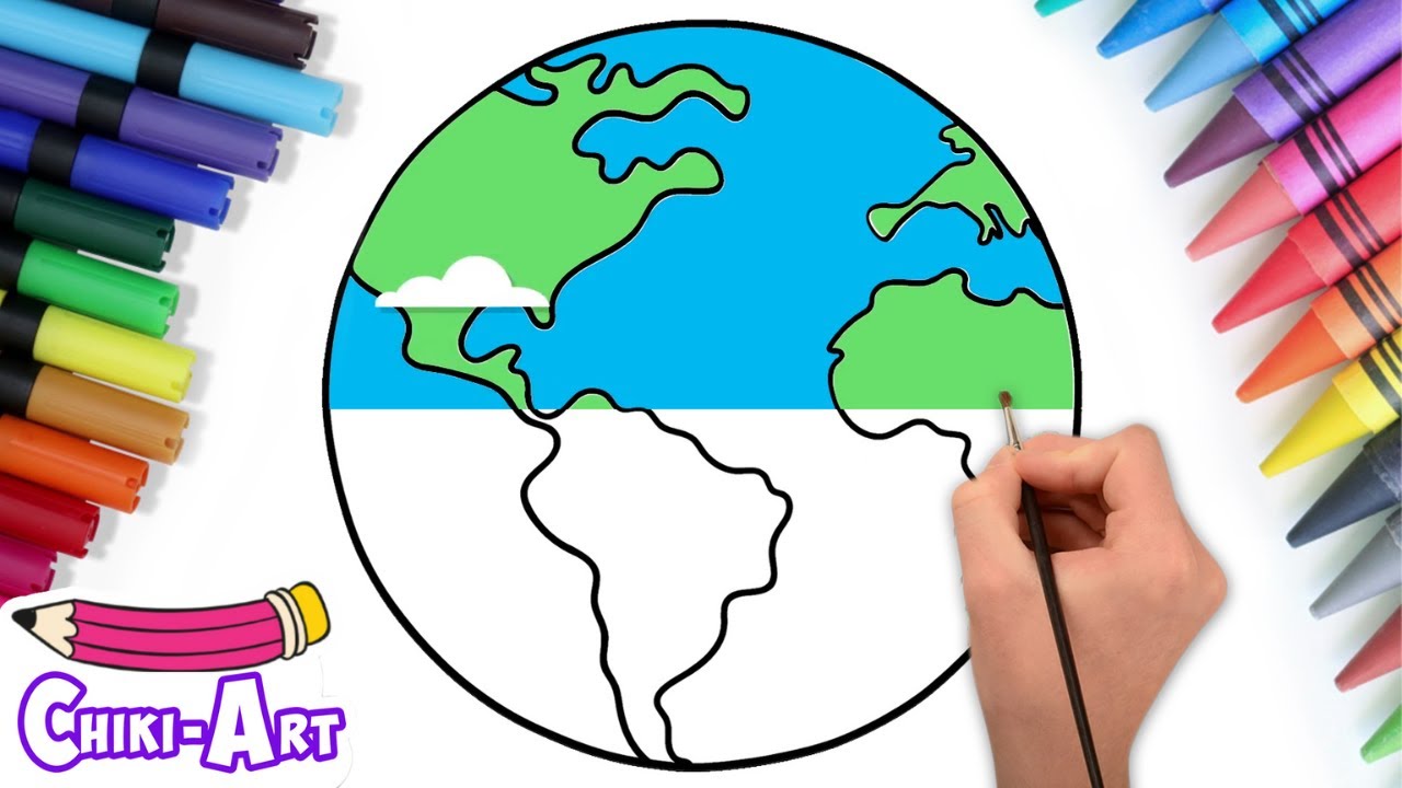 Draw Along Earth 🌍 | Easy Drawing For kids | Chiki Art 🎨 - YouTube