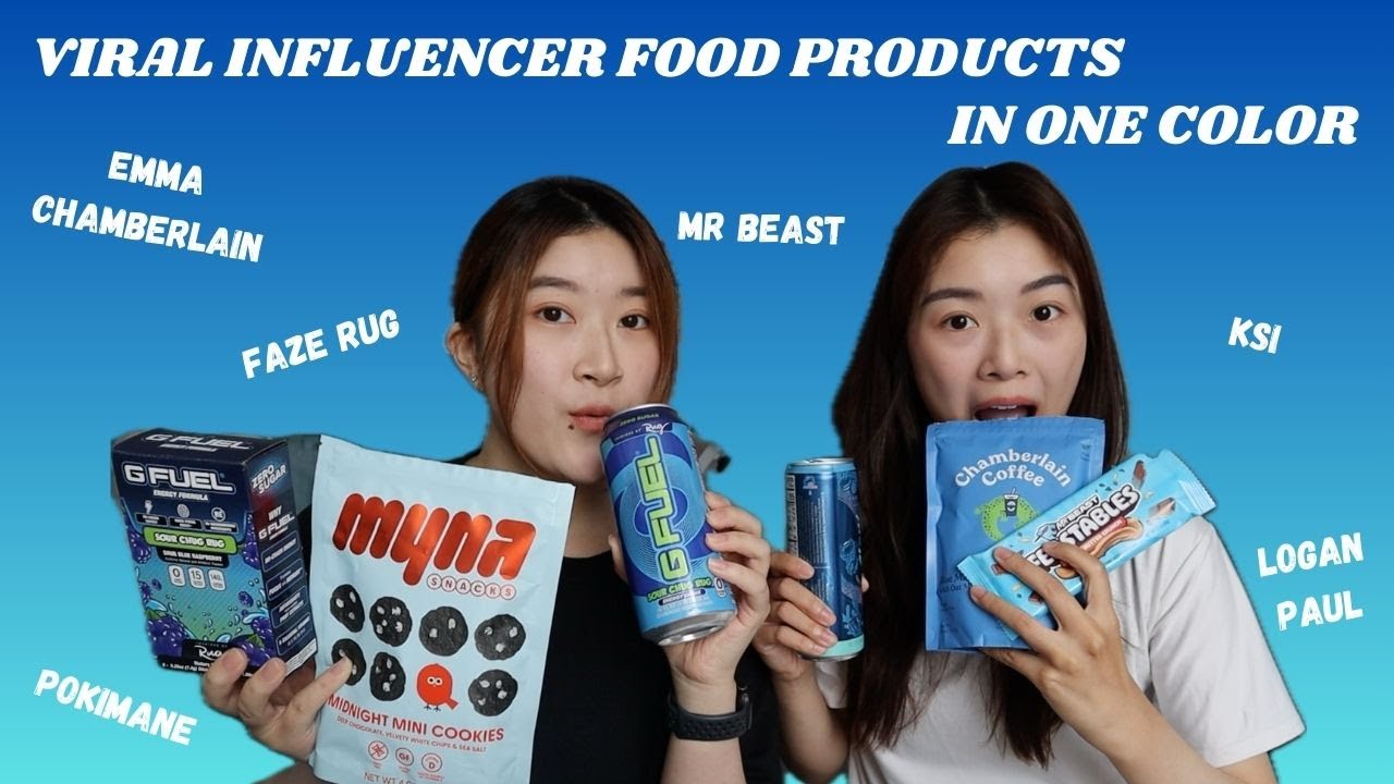 TRYING VIRAL INFLUENCER FOOD PRODUCTS IN ONE COLOR | Faze Rug, Mr Beast ...