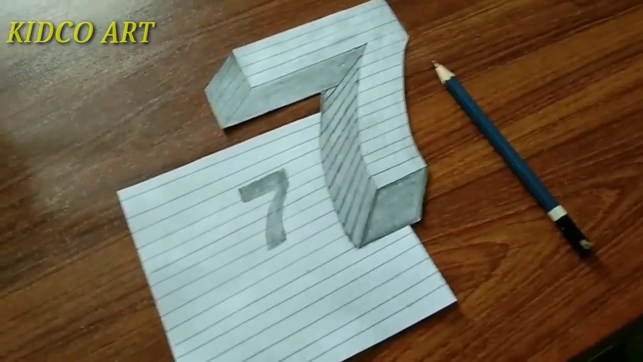 3d 7 word pencil art | 3d art | kidco art | rt and drawing - YouTube