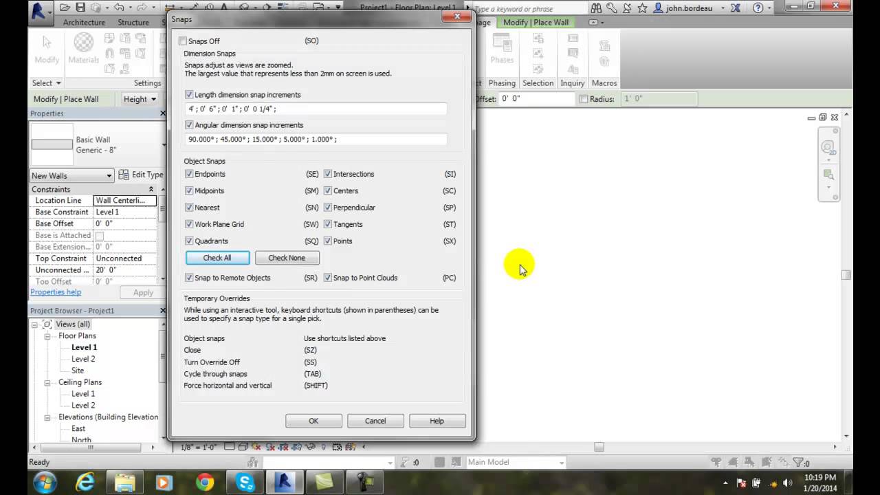 Revit 02-11 Objects Snaps Area - YouTube