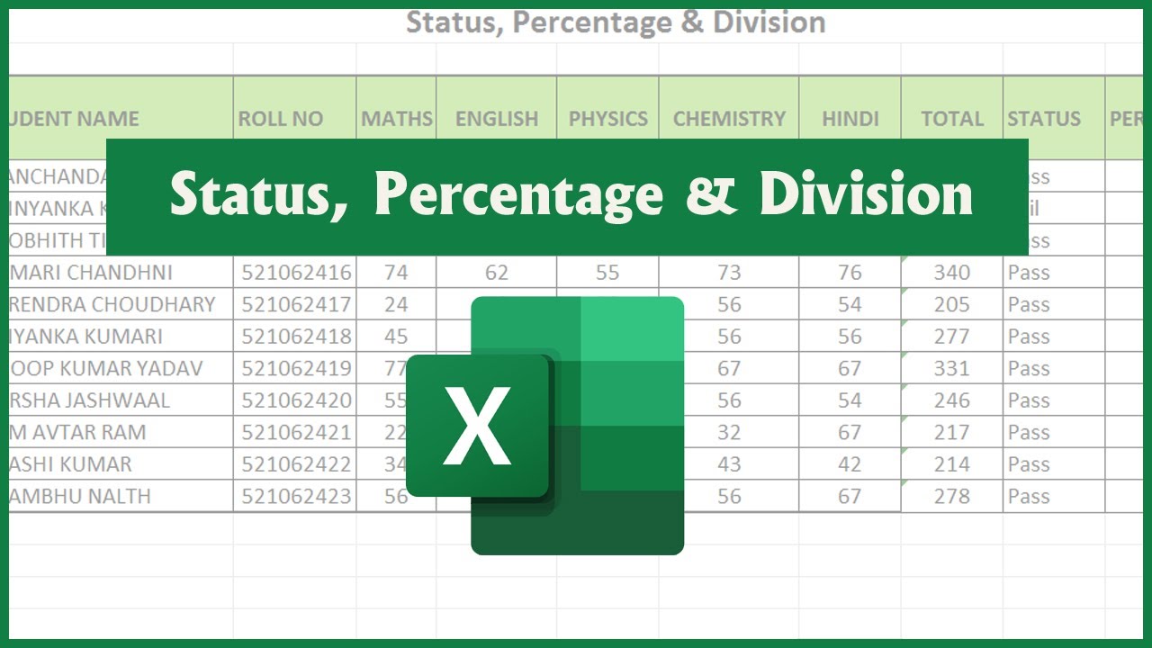 School Mark sheet में Status, Percentage & Division को कैसे निकाले ...