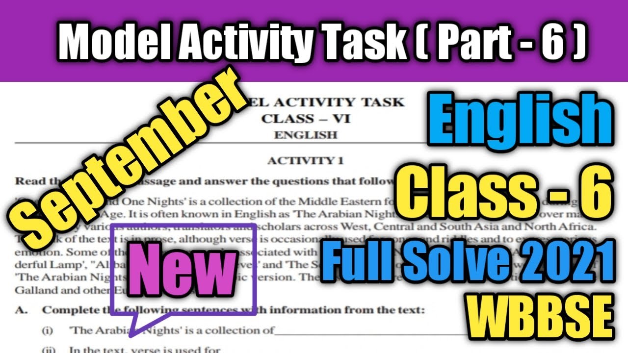Class 6 English Model Activity Task Part - 6 September - YouTube
