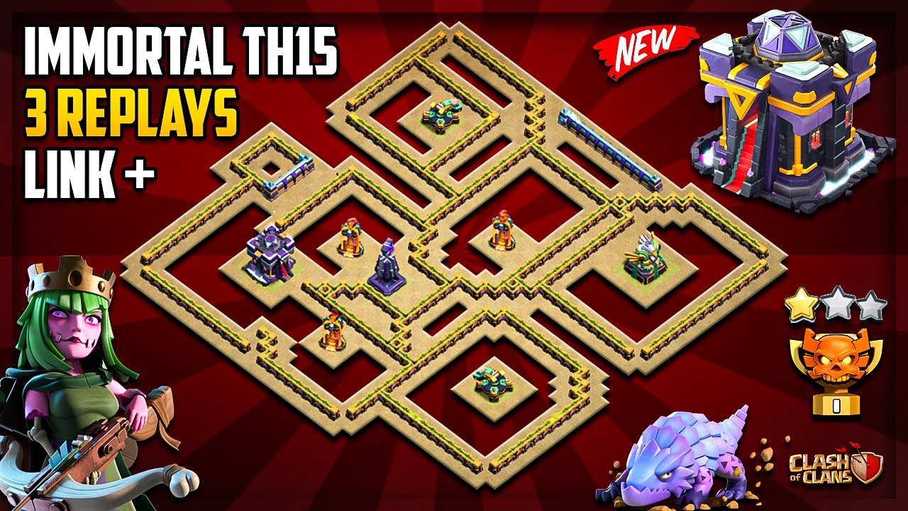 Immortal TH15 War Base Link With 3 Replays PROOF | Only 1 Star TH15 War ...