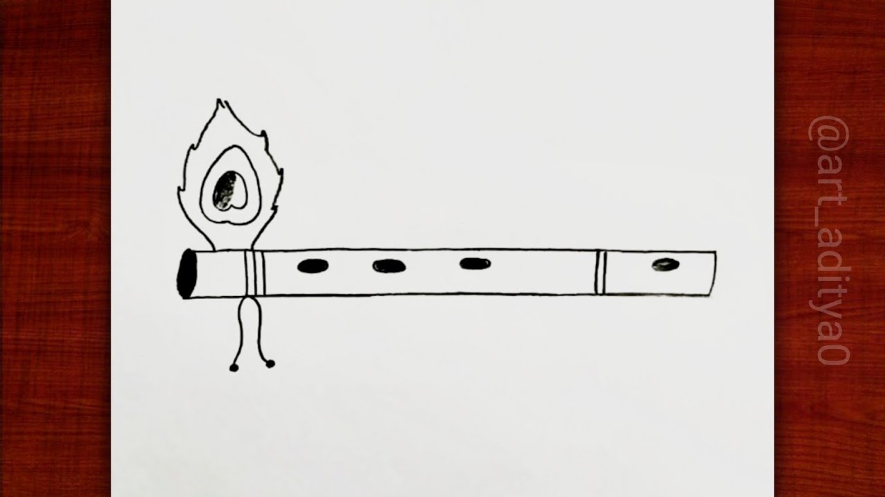 How to Draw Beautiful Flute | Flute Drawing with Pencil | Chitra - YouTube