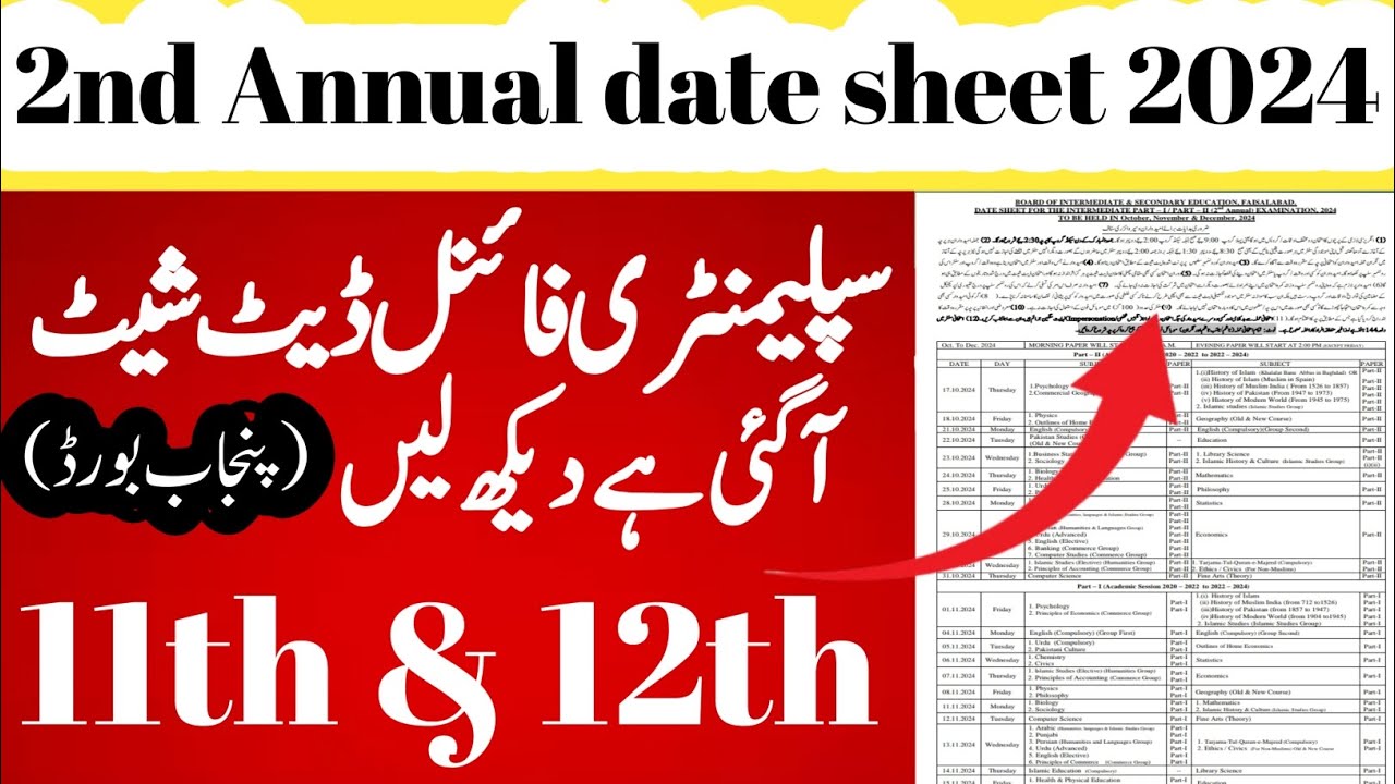 2nd annual date sheet 2024/supply date sheet 2024 class 12/11th supply ...