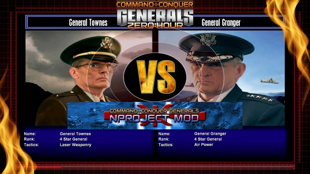 C&C Generals Zero Hour NProject Mod Challenge Hard Gameplay - General Townes vs General Granger ...