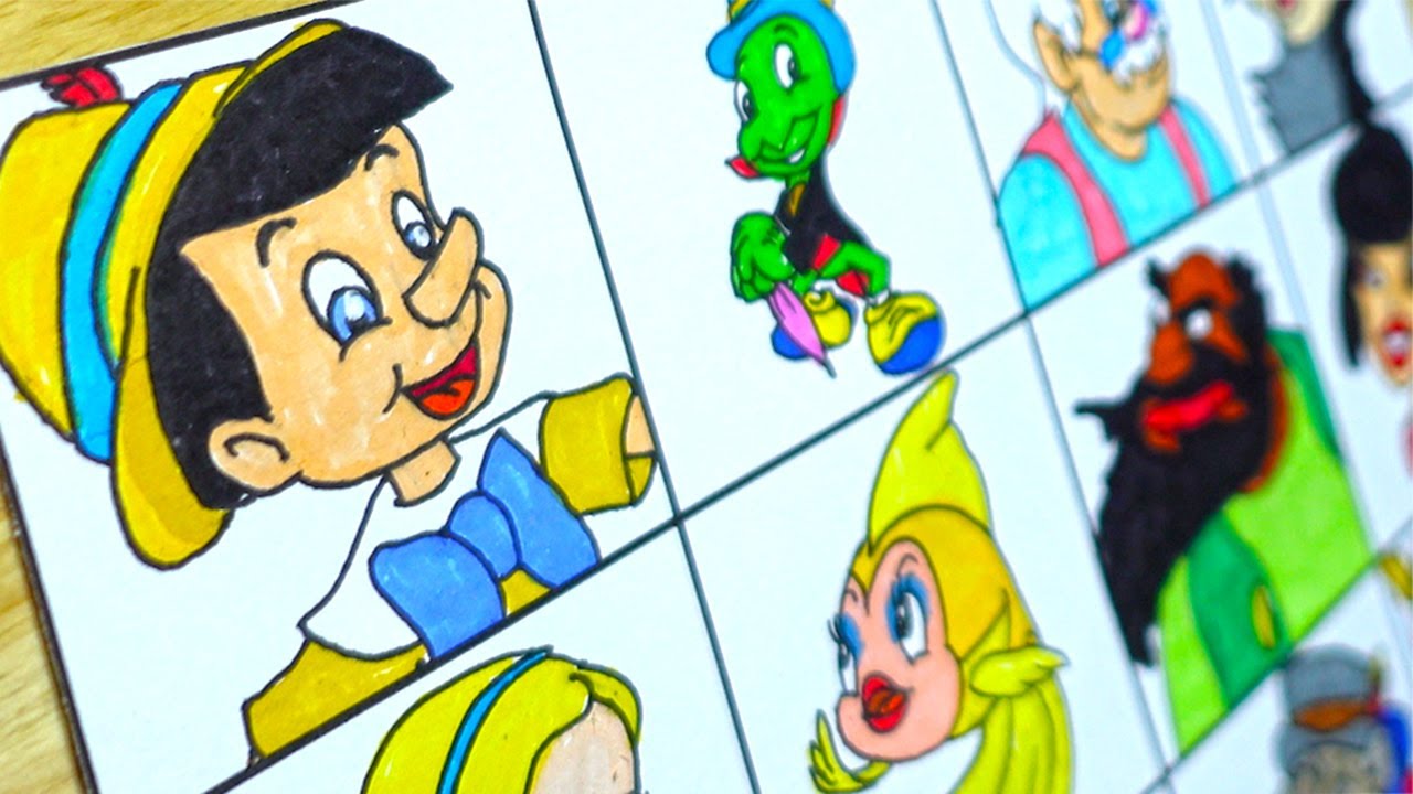 Drawing Pinocchio Jimmy Cricket Blue Fairy Geppeto - YouTube