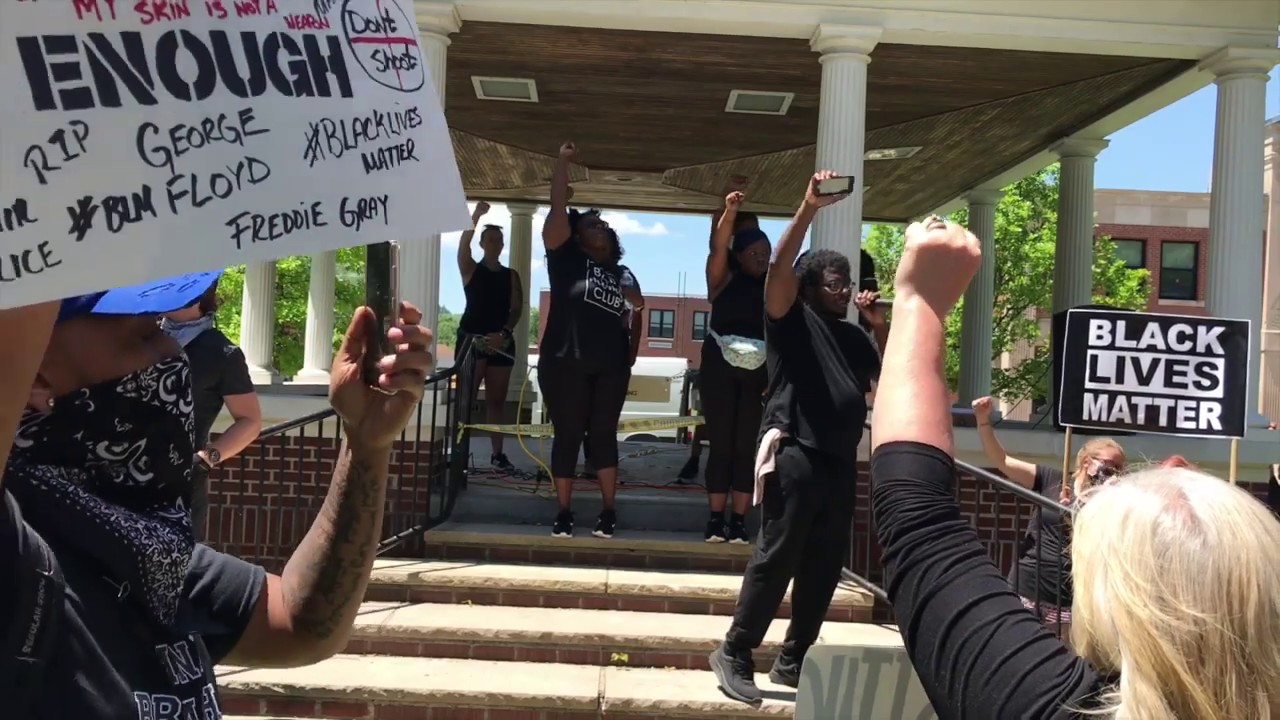 Homer, NY- Protesters gathered at the Village Green after marching down ...