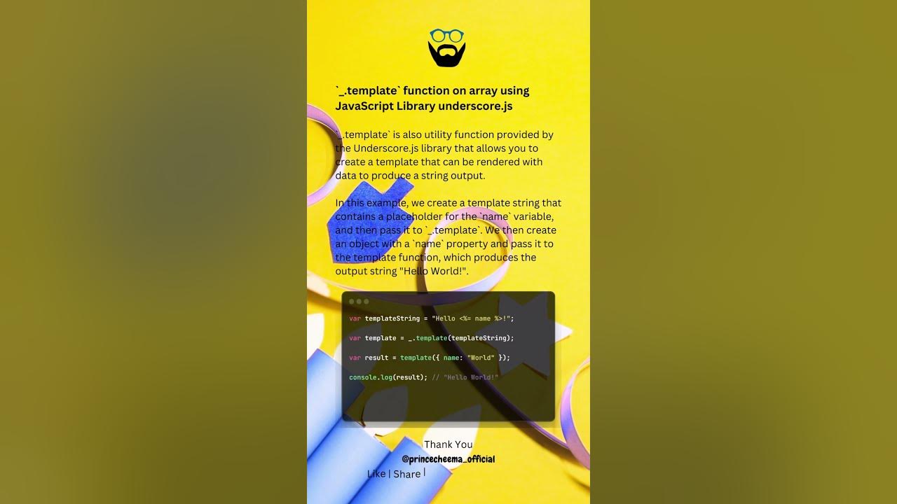 `template` Function On Array Using Javascript Library Underscorejs Shorts Youtube 