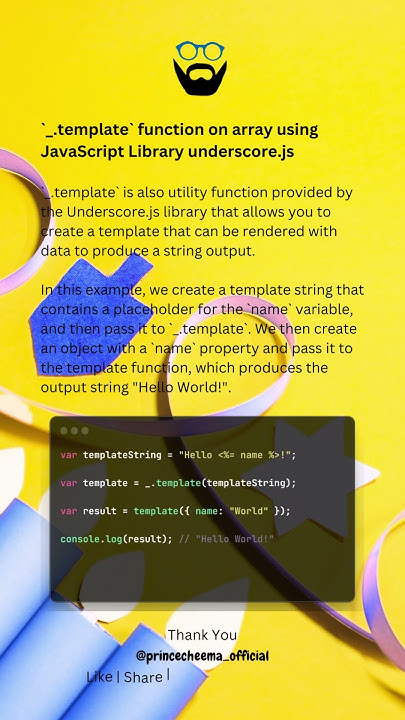 `_.template` function on array using JavaScript Library underscore.js ( #shorts ) - YouTube