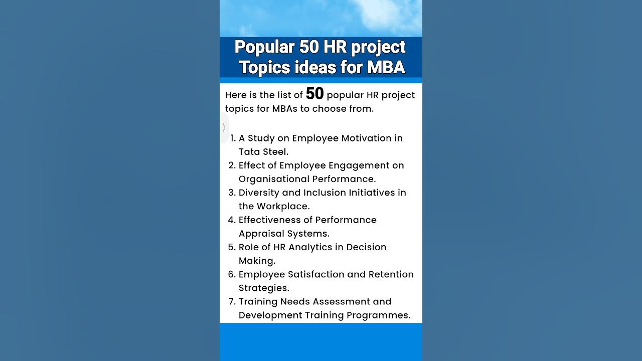 📚 Top 50 HR Project Topic Ideas for MBA Students | Ace Your HR Internship #shortsfeed #shorts ...