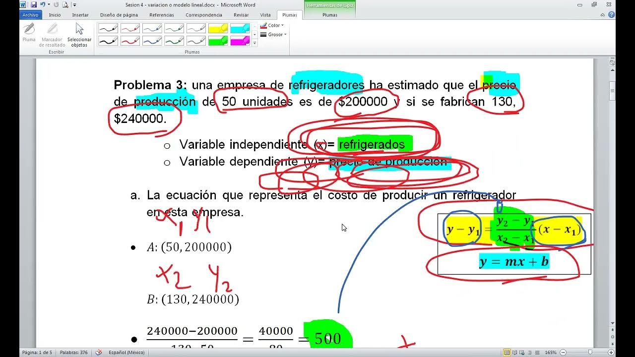 Variación lineal (problemas de aplicacion de la función lineal) - YouTube