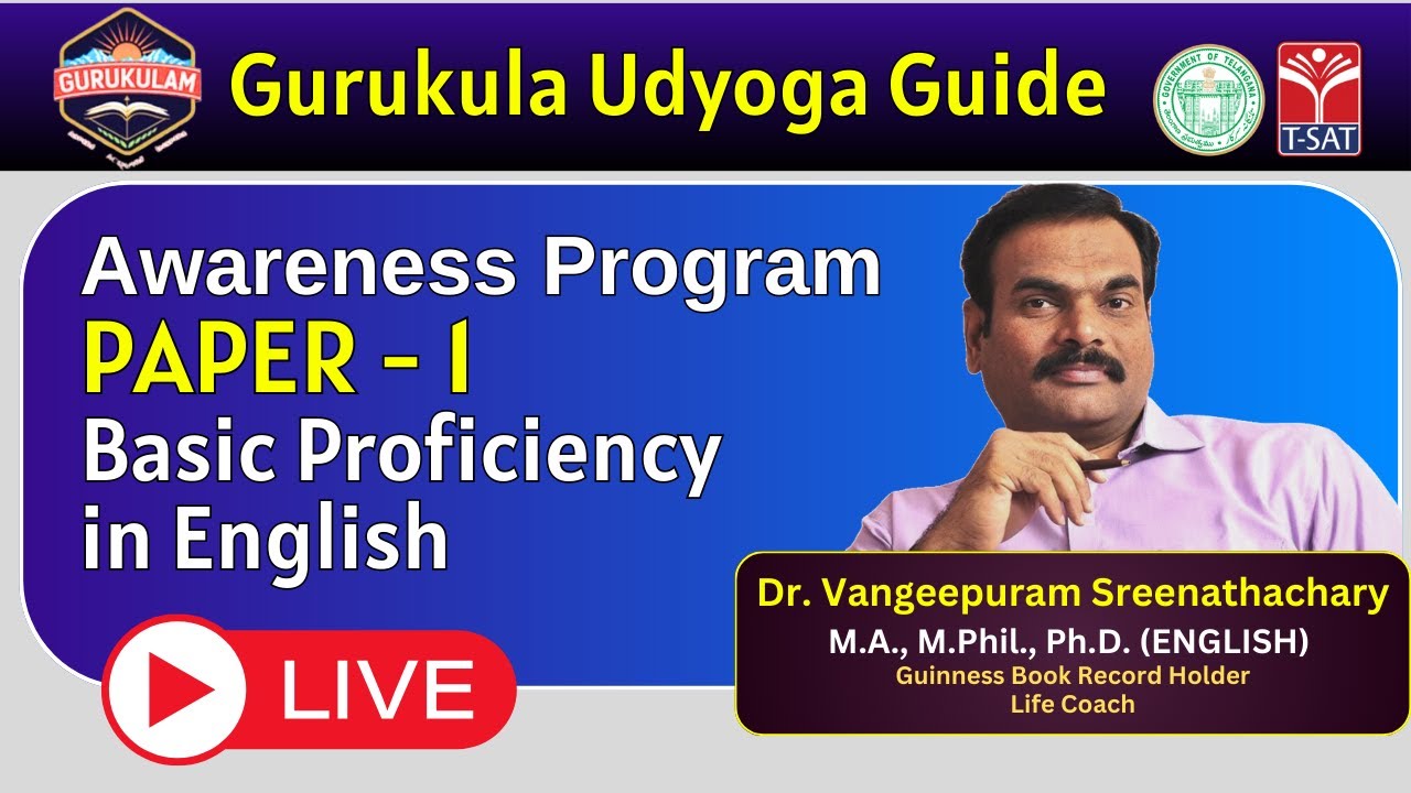 Gurukula Udyoga Guide | Paper 1 Basic Proficiency in English | Dr ...