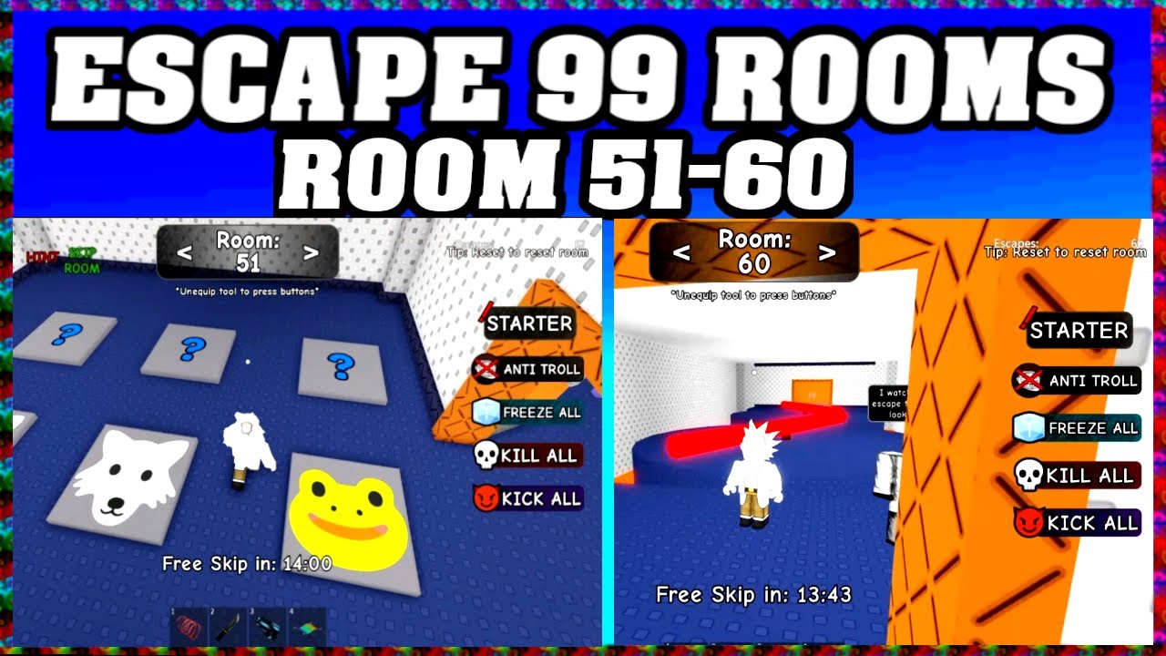 ROOM 51-60 ESCAPE 99 ROOMS Roblox Walkthrough [Full Guide English] 🗝️ ...
