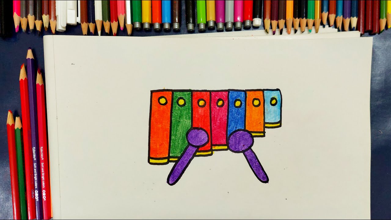 How to draw xylophone - YouTube