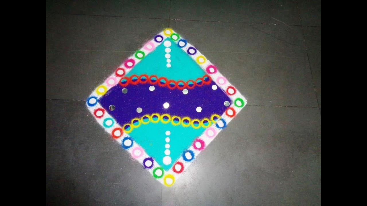 how to make simple square fancy rangoli design - YouTube