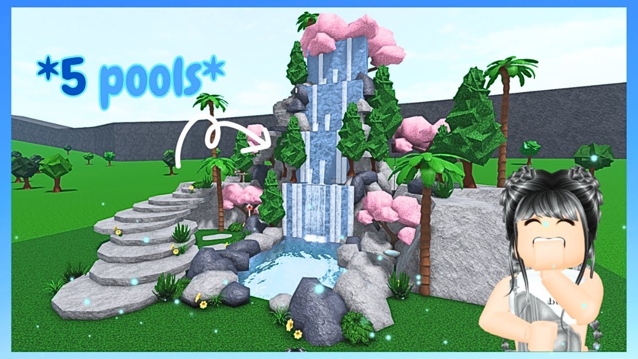 Building a WATERFALL in Bloxburg, but with *5 POOLS* ⛲ - YouTube