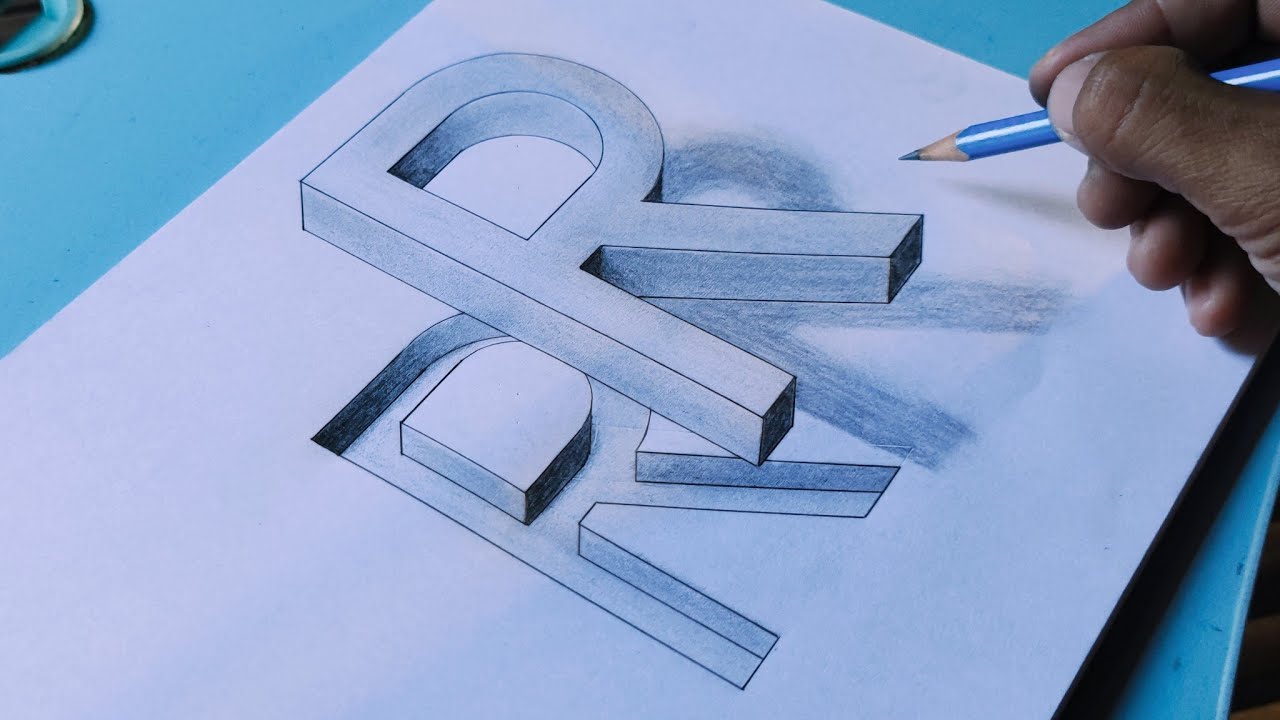 How to draw 3D Trick Art on Paper, Letter "R" | Drawing 3D With Pencil ...