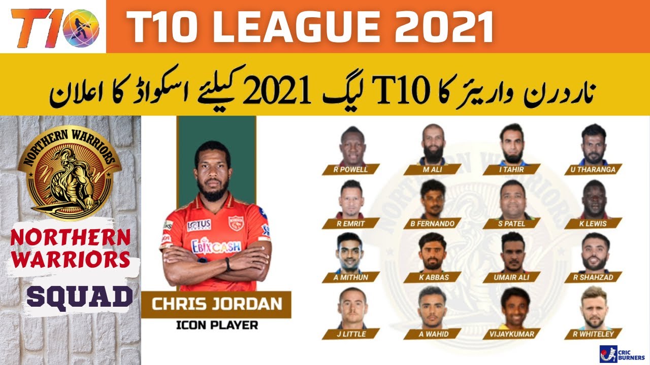 Northern Warriors Squad for T10 League 2021 - YouTube