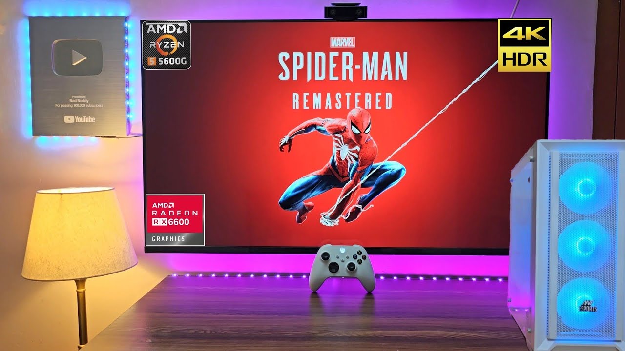 Spider-man Remastered PC ( Ryzen 5 5600g & RX6600) 4K HDR Gaming Test ...