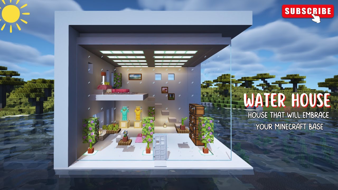 How to make ⚒️🛠️ Easy Water Modern House in Minecraft 🏡🏡 #minecraft # ...