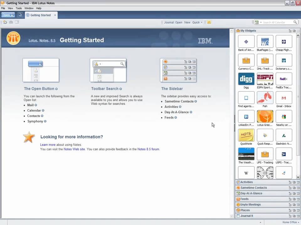 Enabling the "My Widgets" sidebar in Lotus Notes 8.x - YouTube