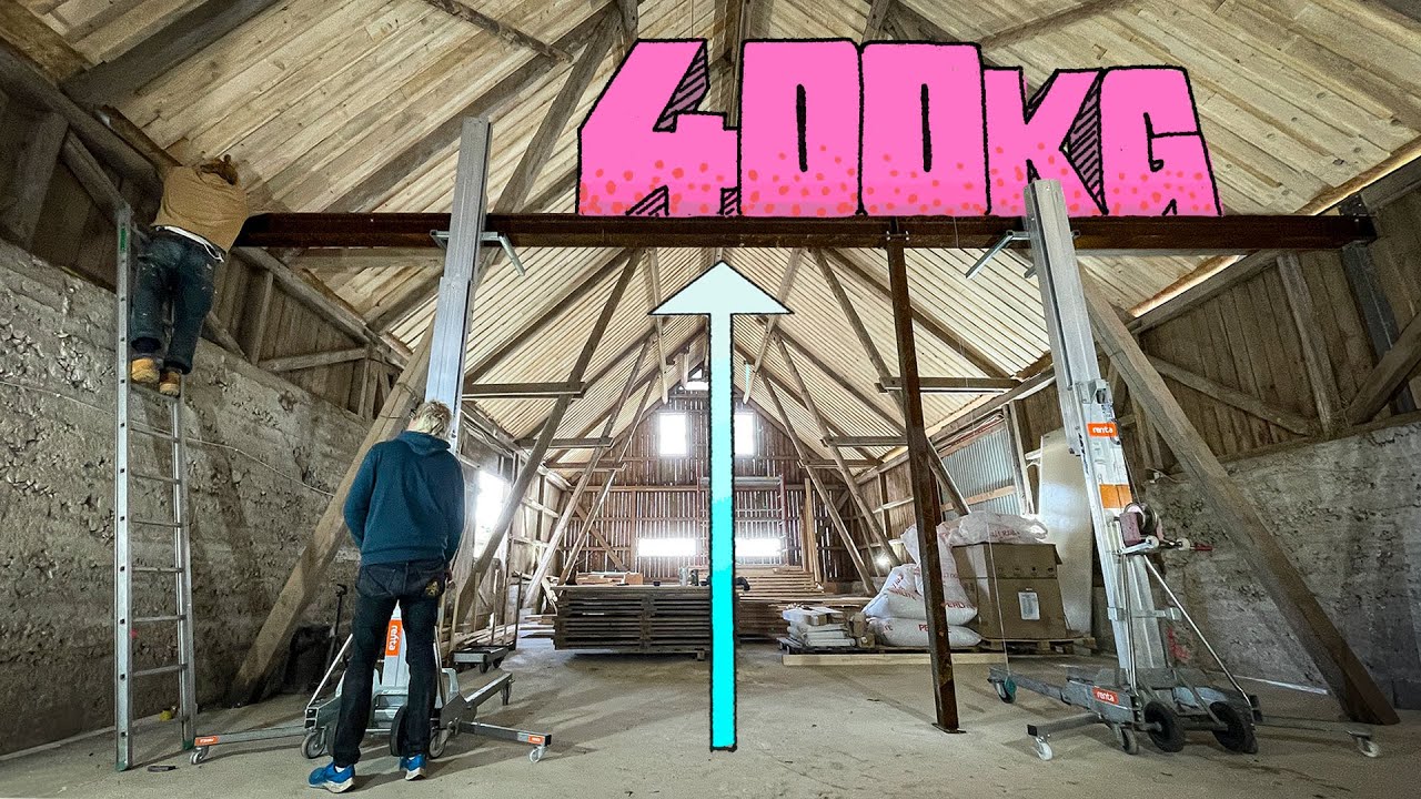 Big Barn Recording Studio - Lifting the HUGE steel beam - YouTube