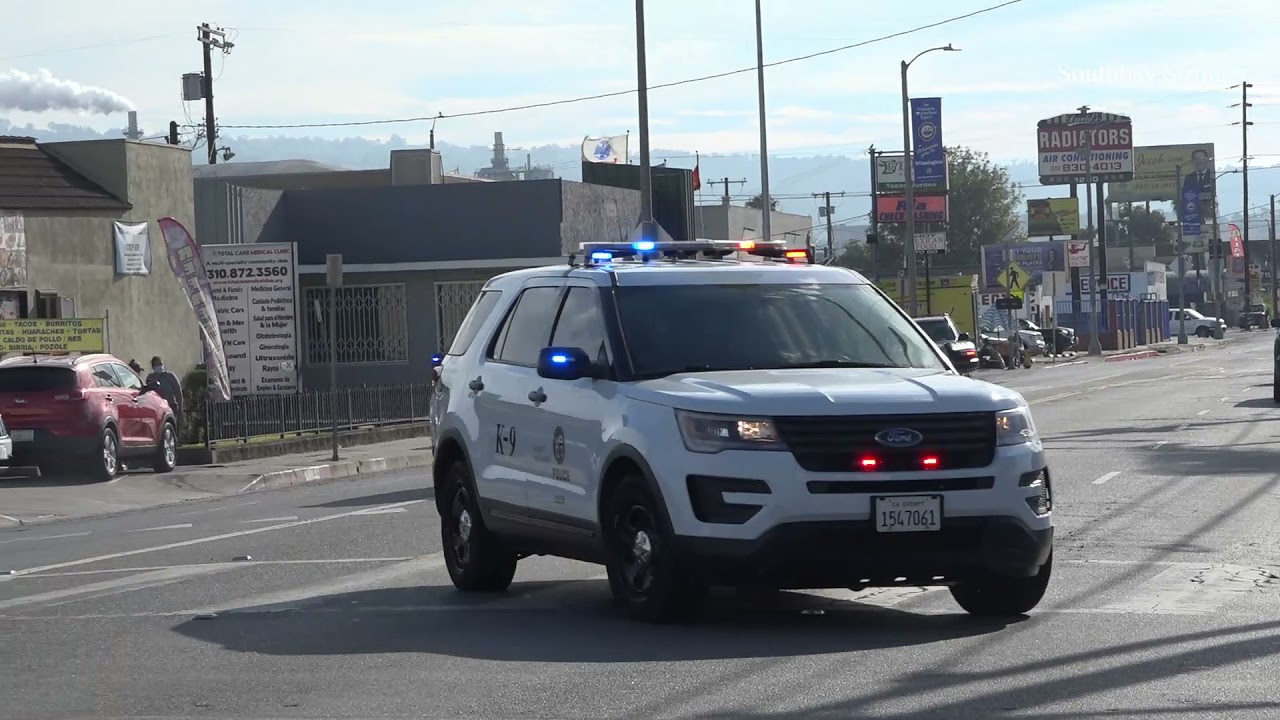 LAPD K9 & HAZMAT Responding to Harbor Division - YouTube