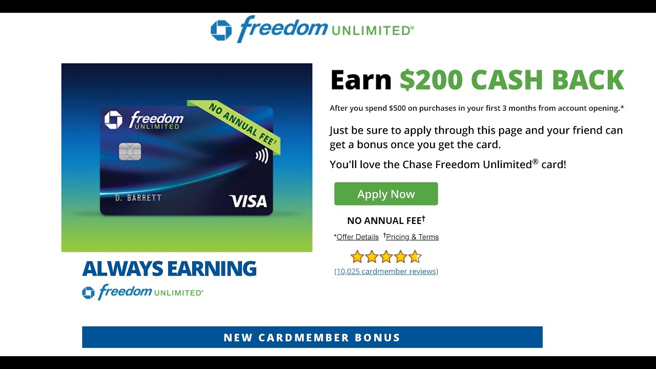 Chase Freedom Unlimited referral - YouTube
