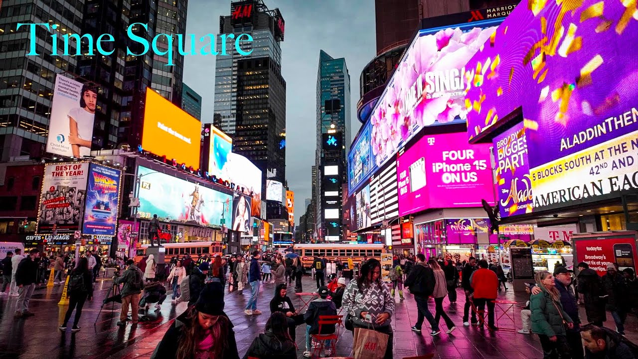 The Magic of Times Square on a Rainy Night - YouTube