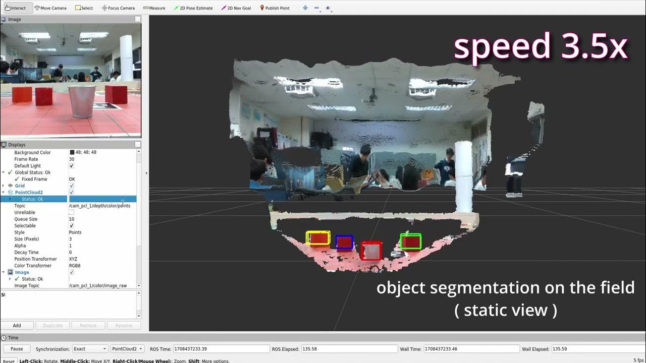 ROS PCL Object Segmentation by DBSCAN with Intel® RealSense™ D435 ( static view ) - YouTube