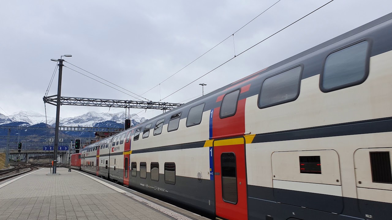 SBB IC #8(Brig) Spiez Bahnhof ABFAHRT VIDEO / CFF IC#8 (Brigue) Spiez ...