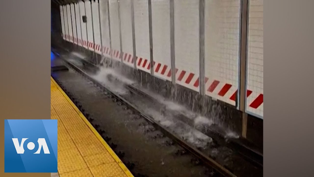 Flooding Creates Waterfalls Inside New York Subway | VOA News - YouTube
