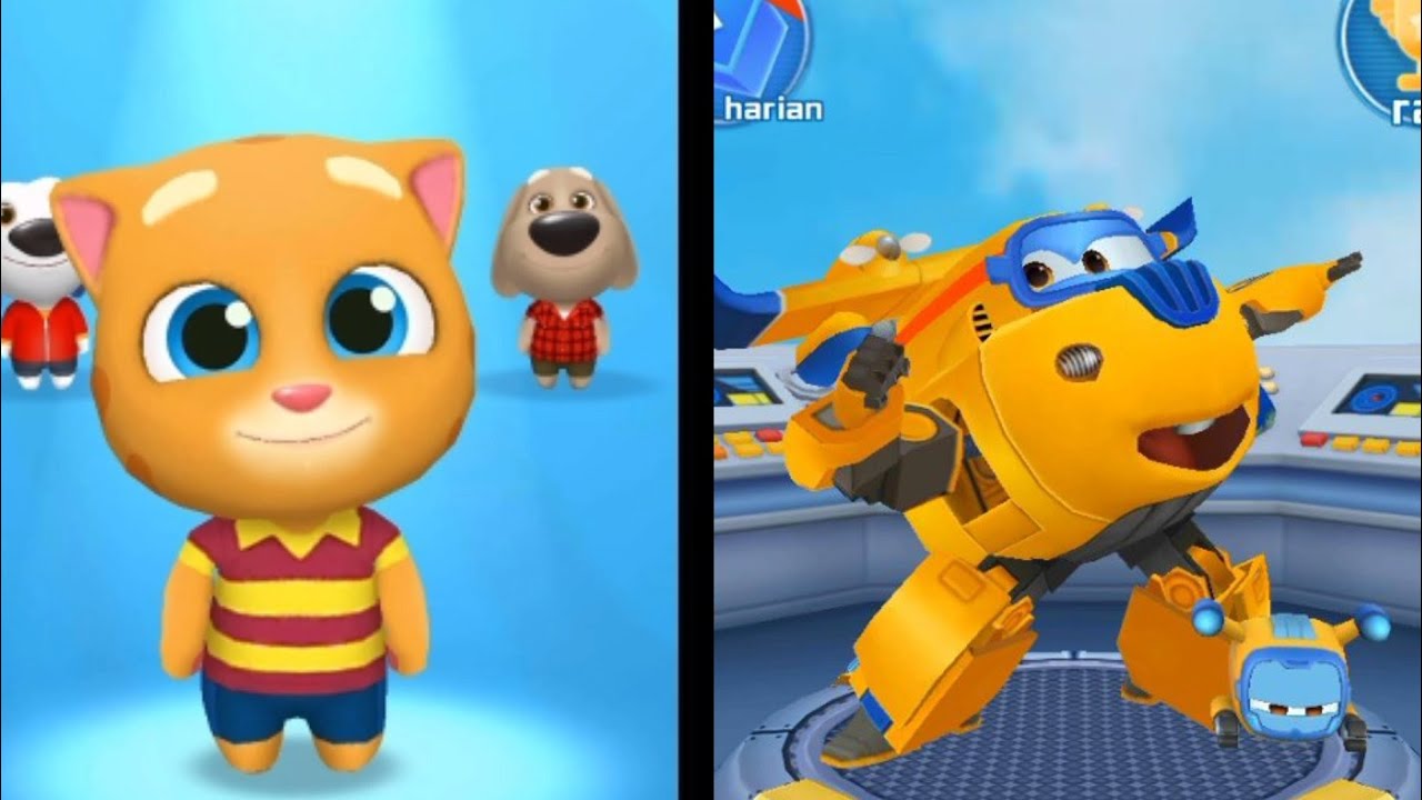 talking tom gold run vs Super wings : jett run Gameplay Android IOS # ...