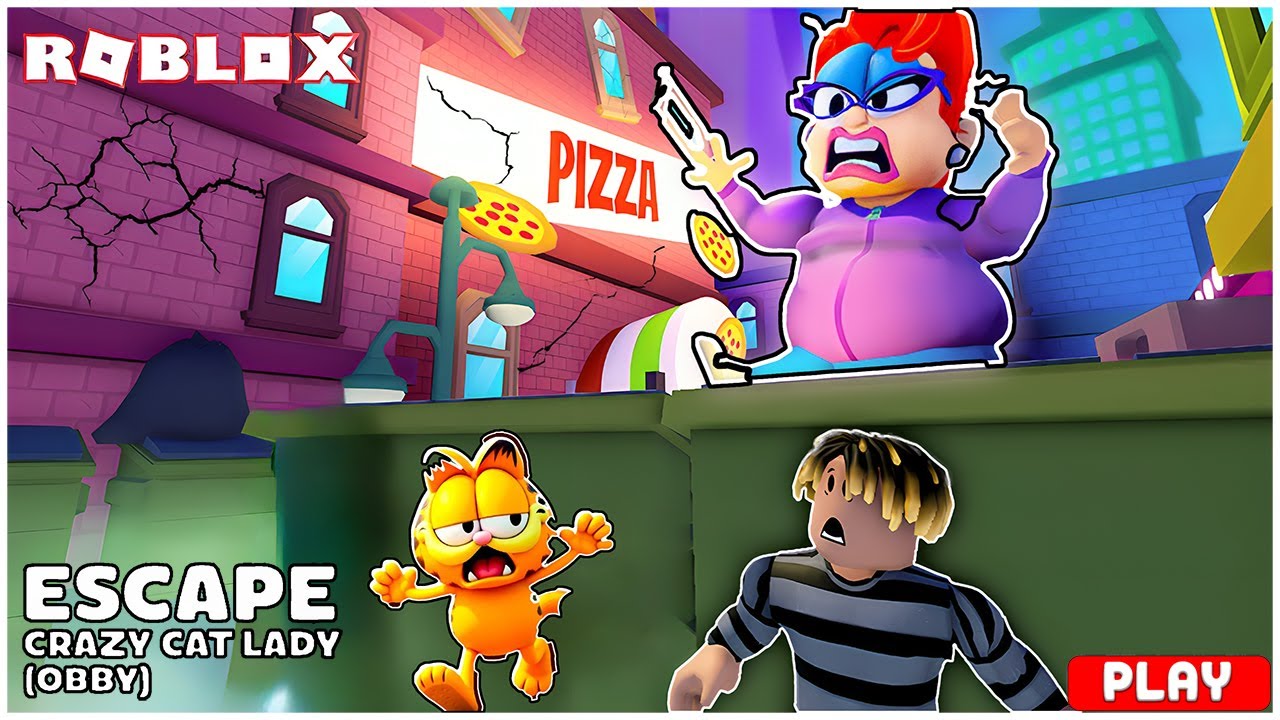 Escaping the Crazy Cat Lady with Garfield! Roblox Obby Adventure! - YouTube