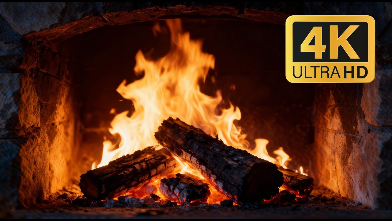 🔥 Evening Cozy Fireplace 4K (12 HOURS) | Crackling Fire Sounds for ...