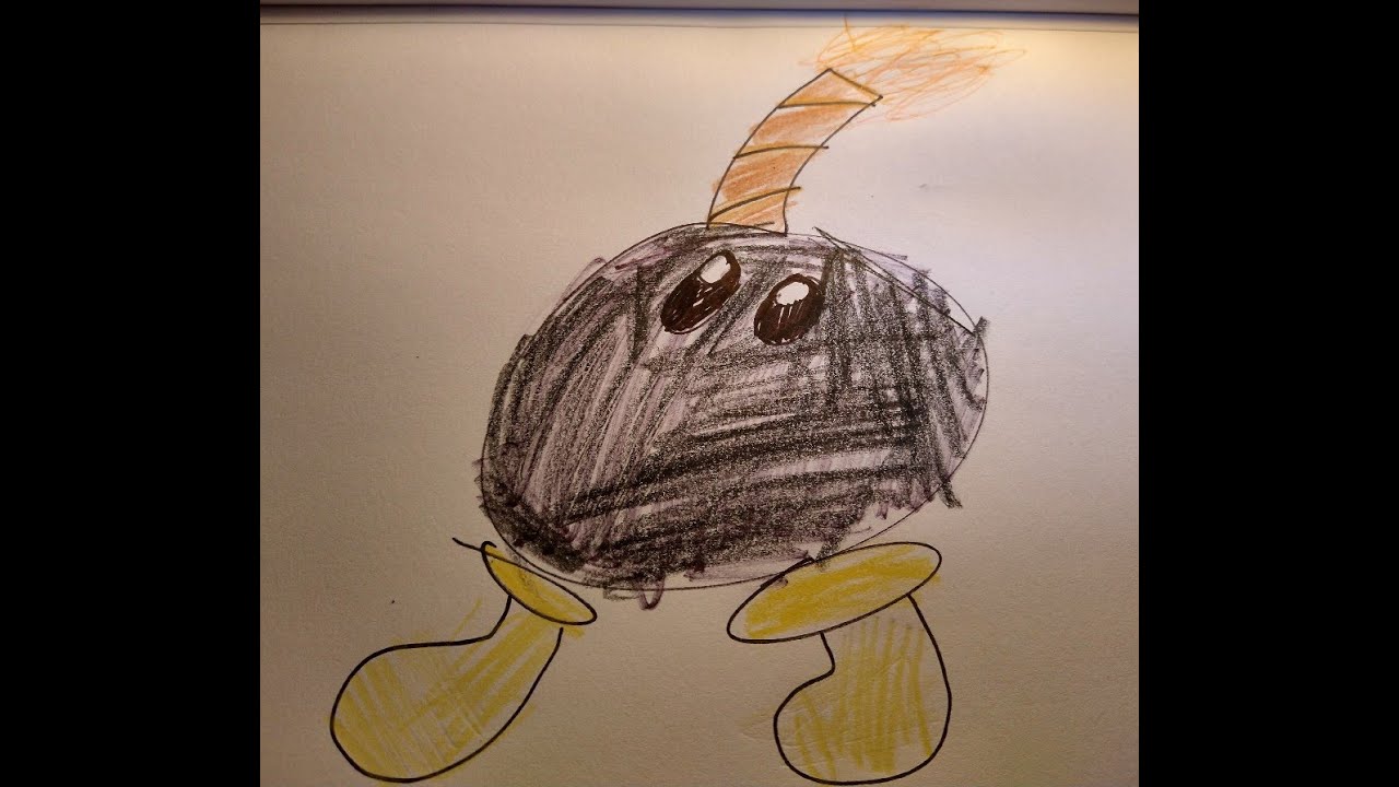 How to draw a super Mario Bob-Bomb - YouTube