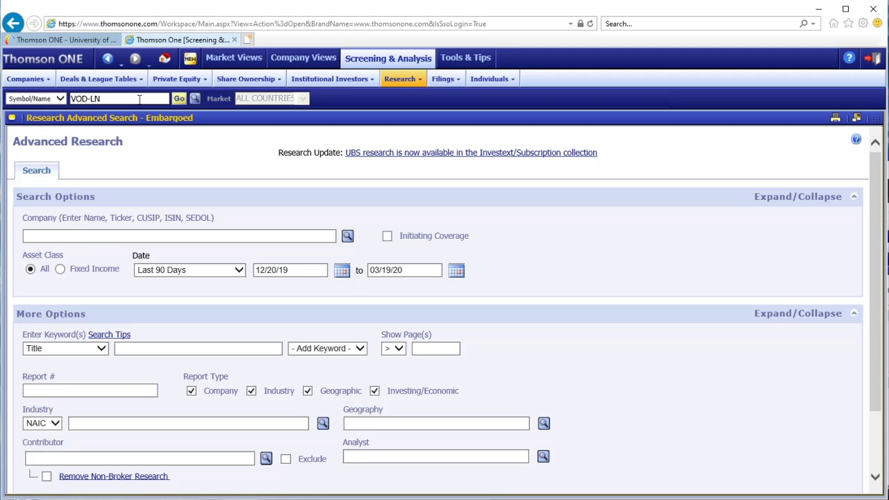 Thomson ONE reports: introduction - YouTube