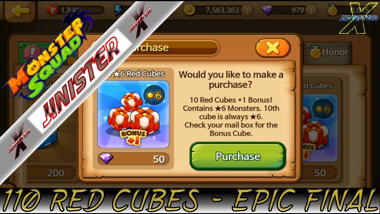 Monster Squad | 110 Red Cubes Epic Final | Jinister - YouTube